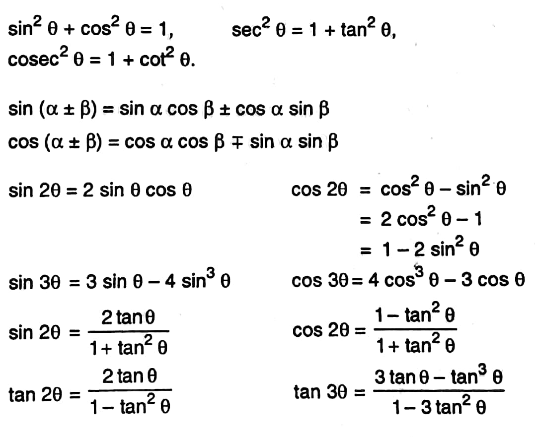 Trigo Formulas Trigo Formulas